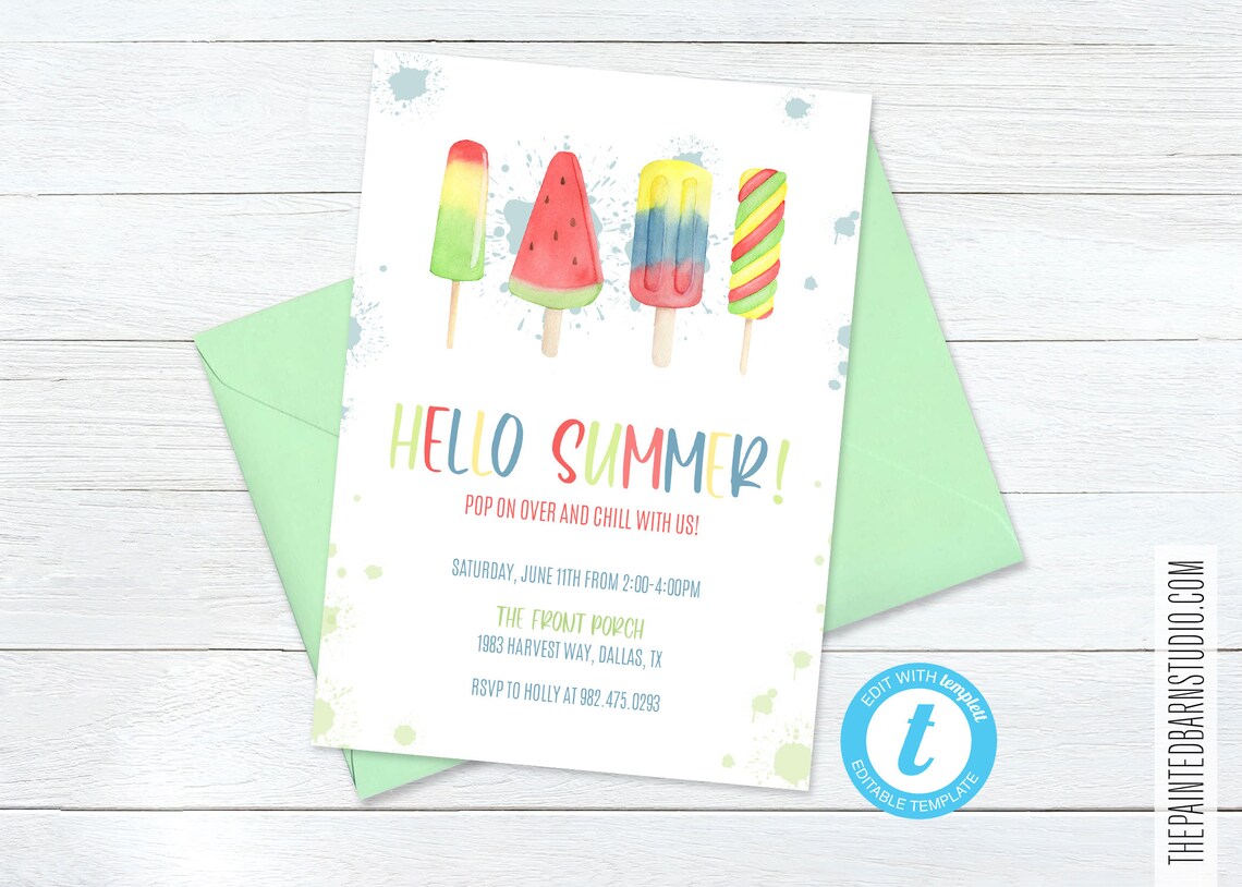 Hello Summer Party Invitation Block Party Invitation | Etsy