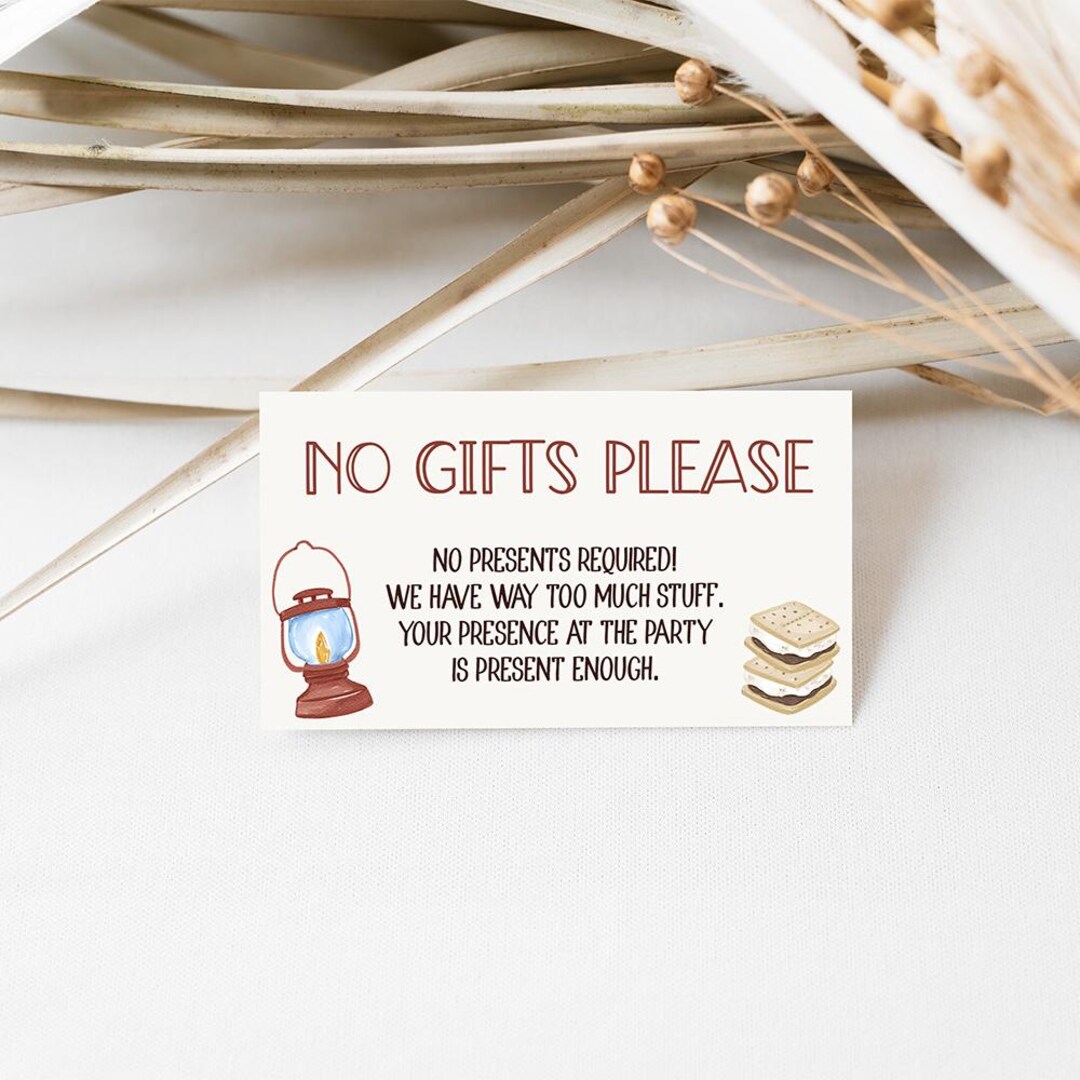Camping Birthday No Gifts Please Insert, Birthdays Are S'more Fun, No ...