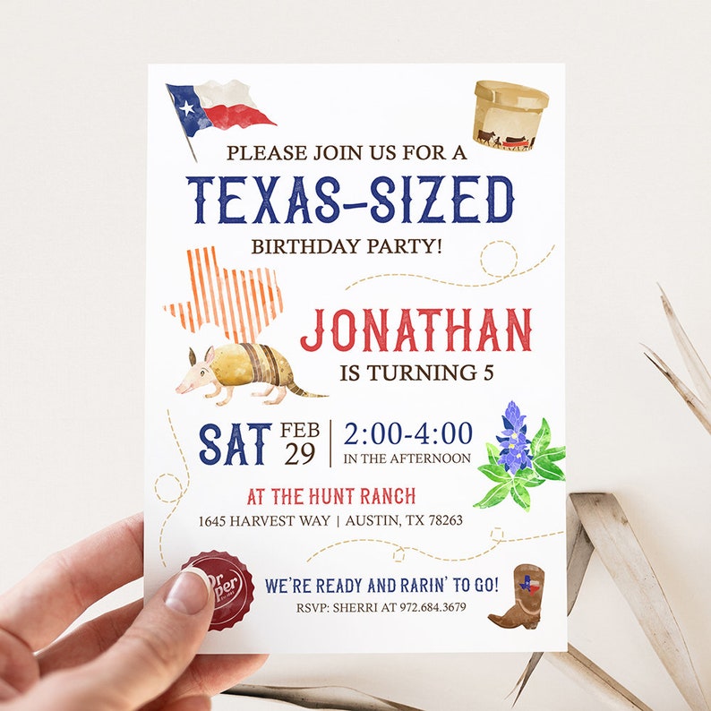 Texas Sized Birthday Invitation, Texas Themed Birthday Party, Boy, Girl ...