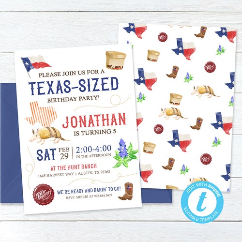 Texas Sized Birthday Invitation Texas Themed Birthday Party - Etsy