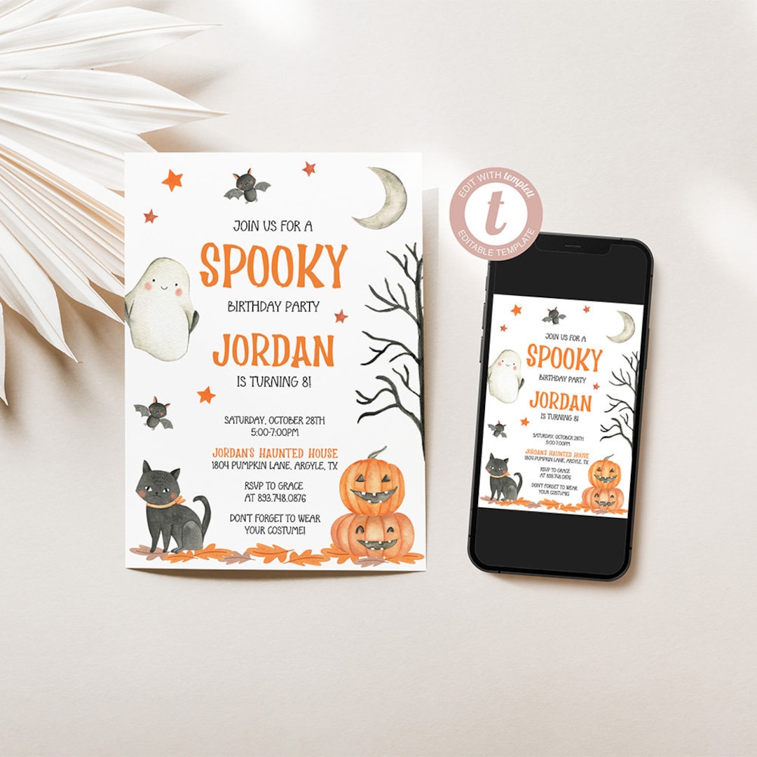 Spooky Birthday Party Invitation, Halloween Themed Birthday Party, Kids ...