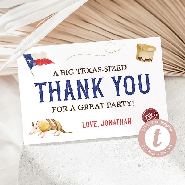 Texas Themed Thank You Card - Etsy