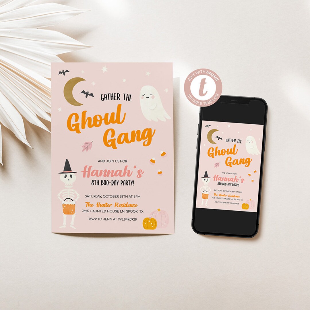 Ghoul Gang Halloween Party Invitation, Halloween Themed Birthday Invite ...