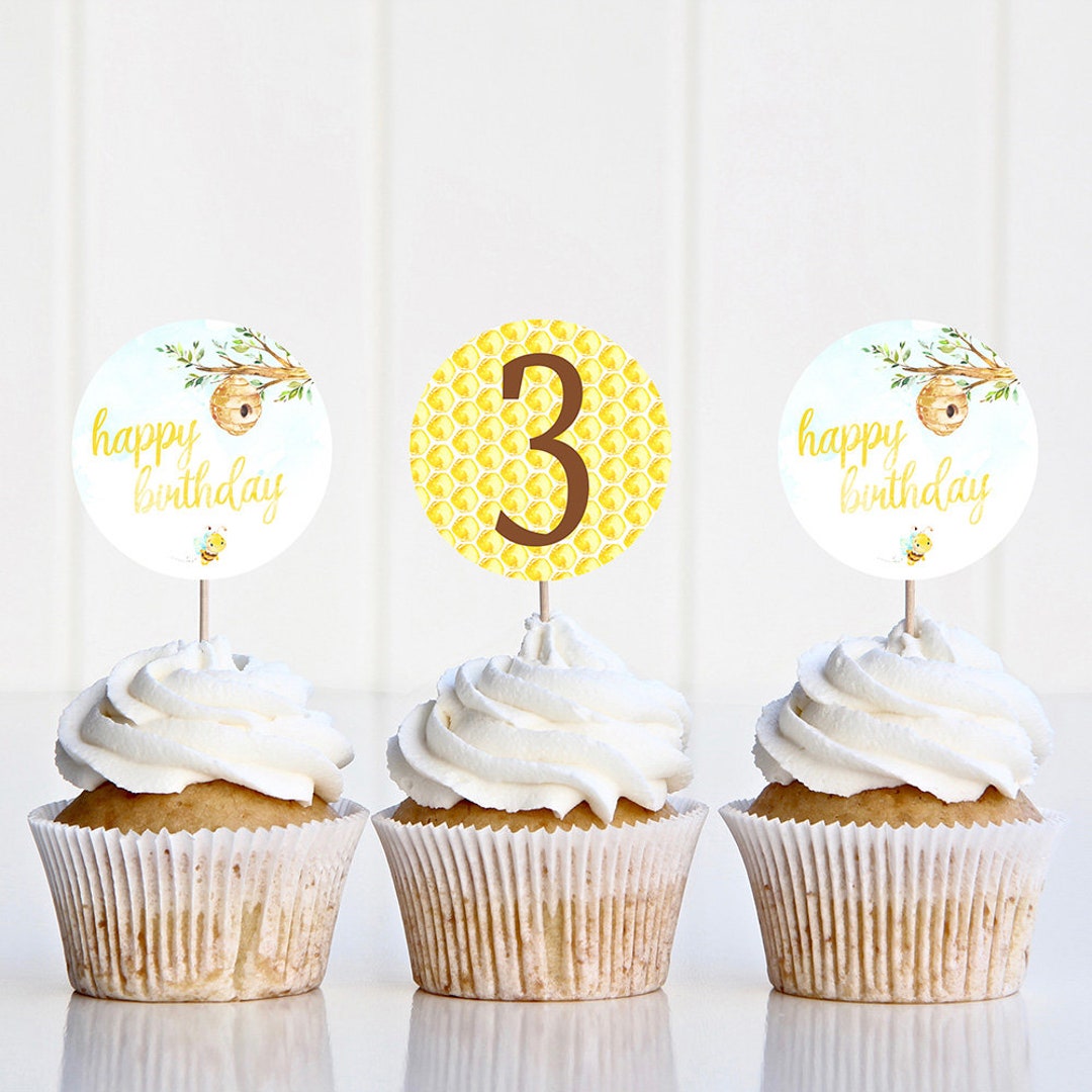 Bee-day Birthday Party Cupcake Toppers, Honey Bee Party, Kids Birthday ...
