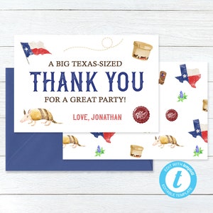 Texas Sized Birthday Thank You Card Texas Themed Party | Etsy