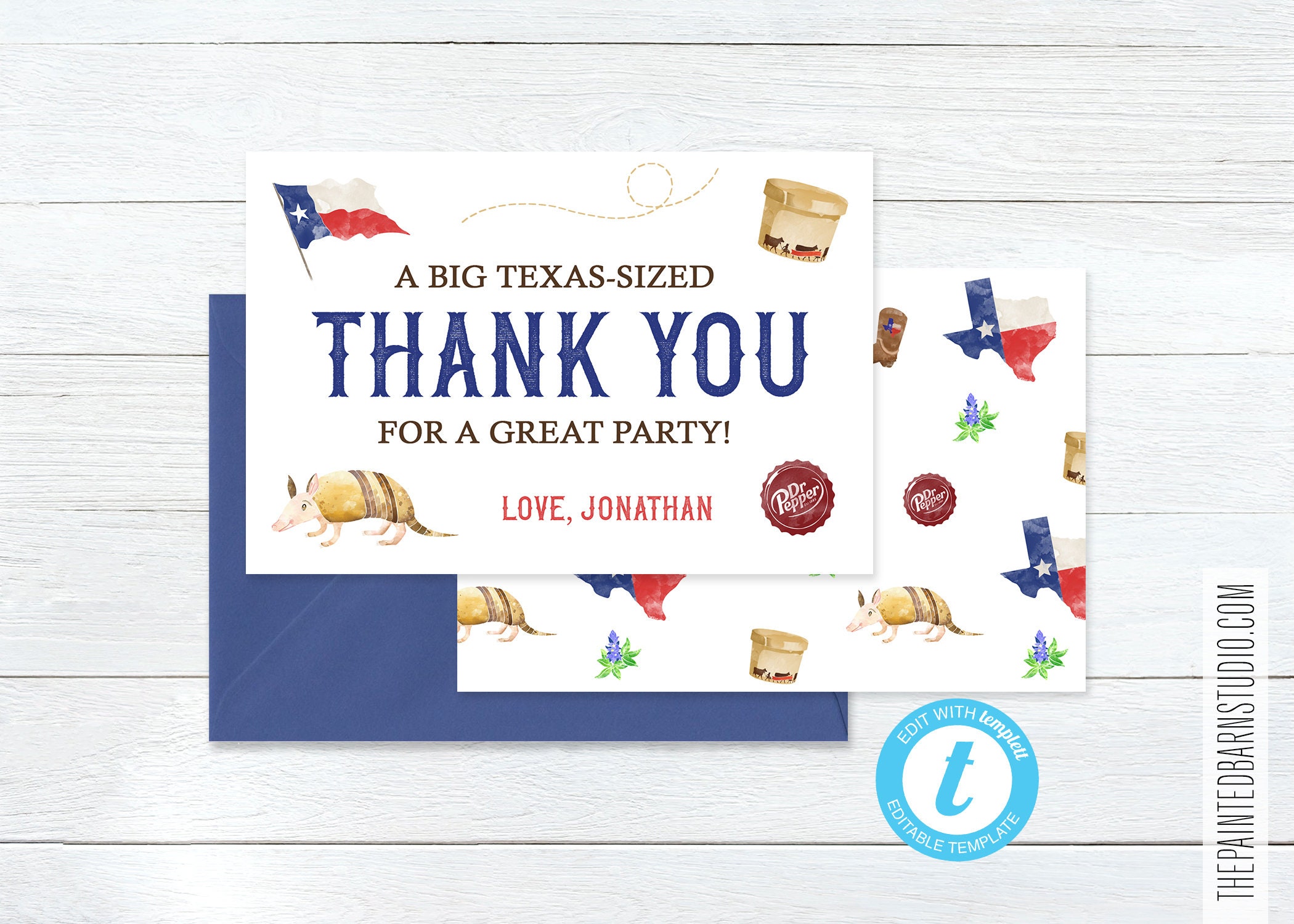 Texas Sized Birthday Thank You Card Texas Themed Party | Etsy