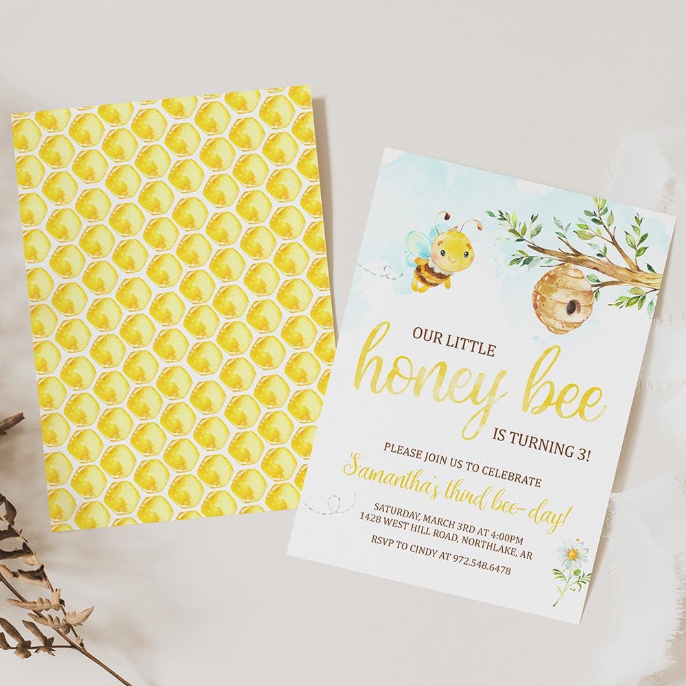 Bee-day Birthday Party Banner, Happy Birthday Printable Banner, Bumble ...