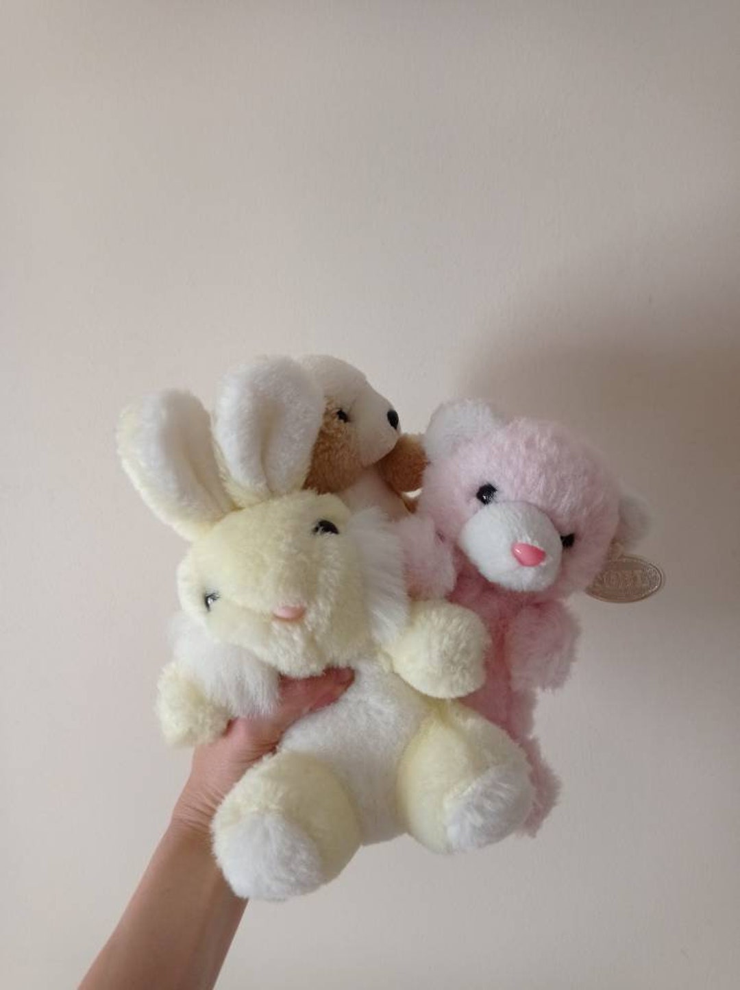 Vintage Plush Bundle Pastel Colours Bunny Dog Bear Plush 90s - Etsy