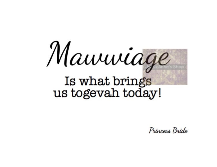 Mawwiage Princess Bride Wedding Marriage Digital Download Sign - Etsy