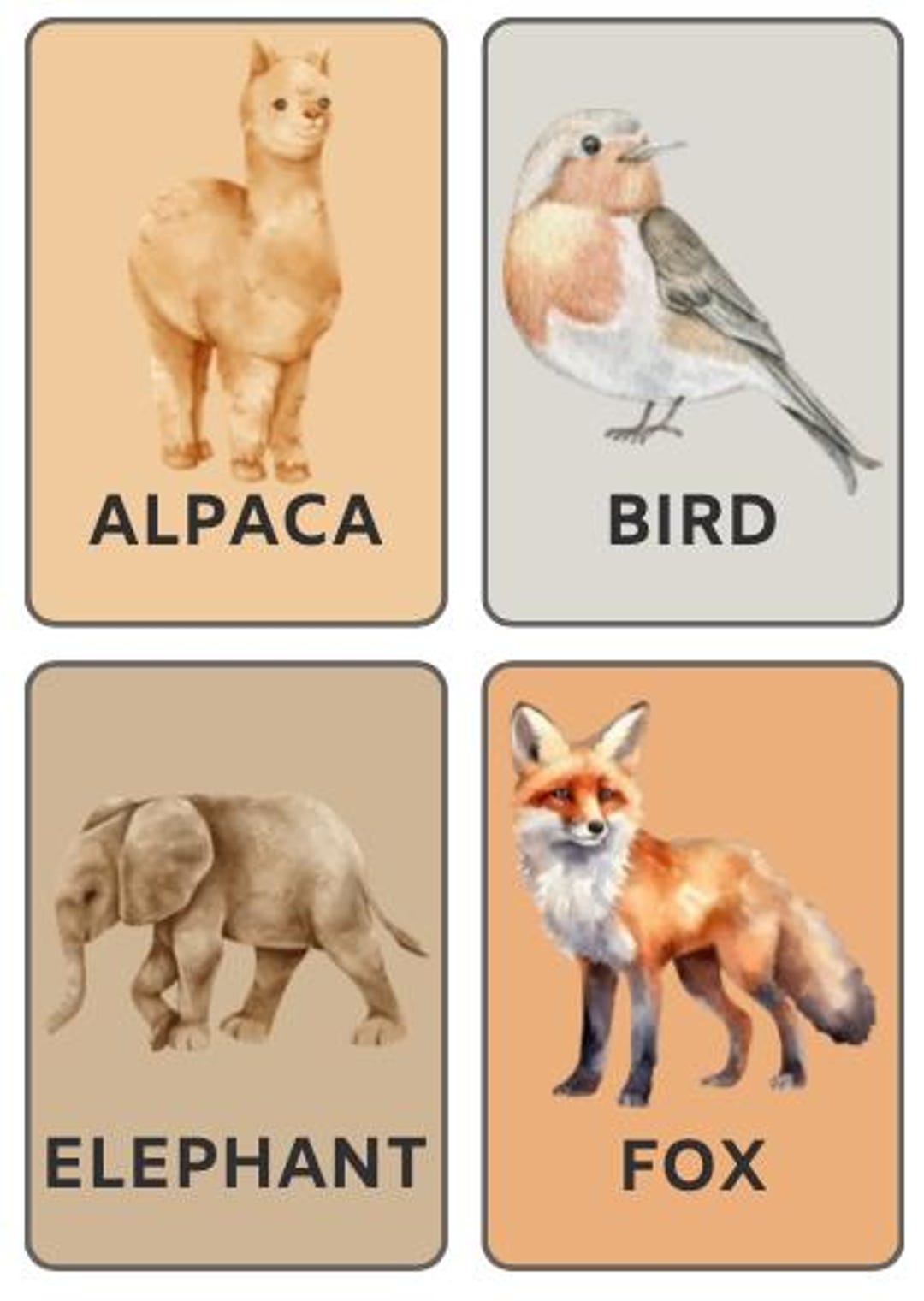 Children's ABC Animal Flashcards - Etsy
