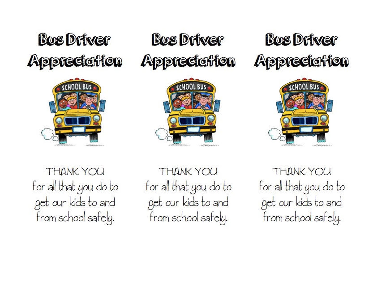 Bus Driver Appreciation Notes - Etsy