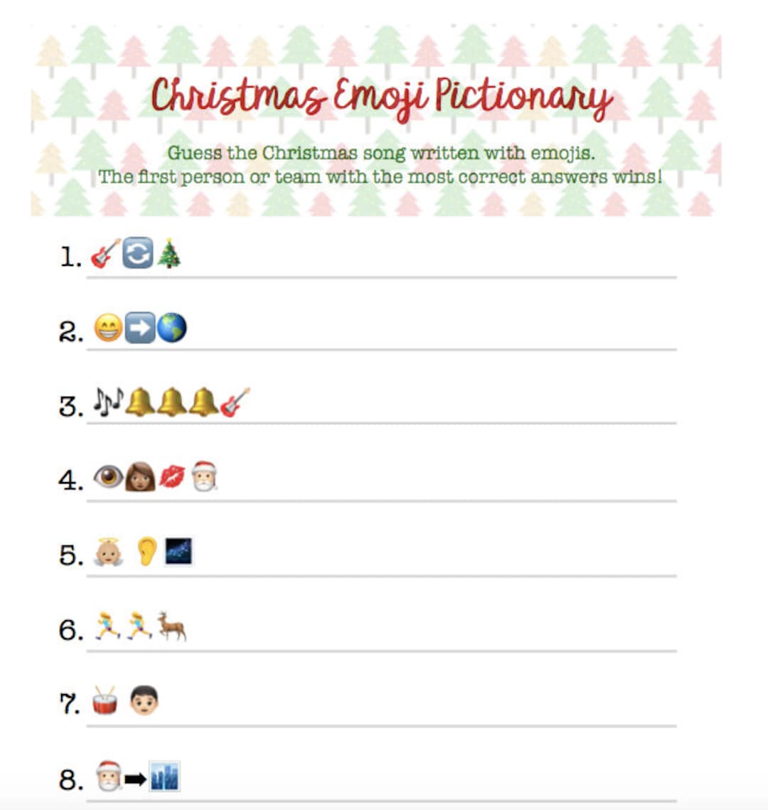 Christmas Emoji Pictionary. Christmas Group Game, Friend Family Fun. - Etsy