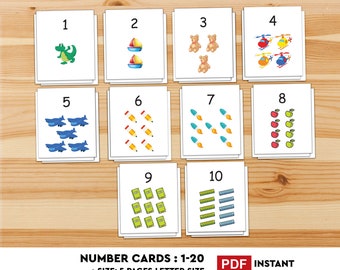 Animal Number Flash Cards, Set of Ten, Number Flash Cards, Learning ...