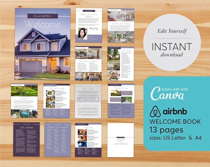 Editable Airbnb Welcome Book Template, Modern Airbnb Welcome Book ...