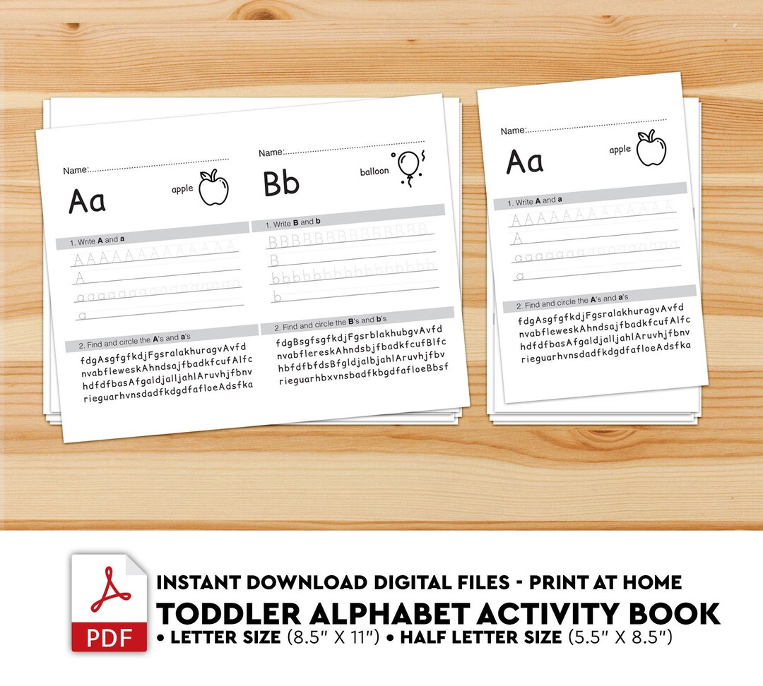 Toddler Alphabet Activity Book: Preschool Learning (printable PDF) - Etsy