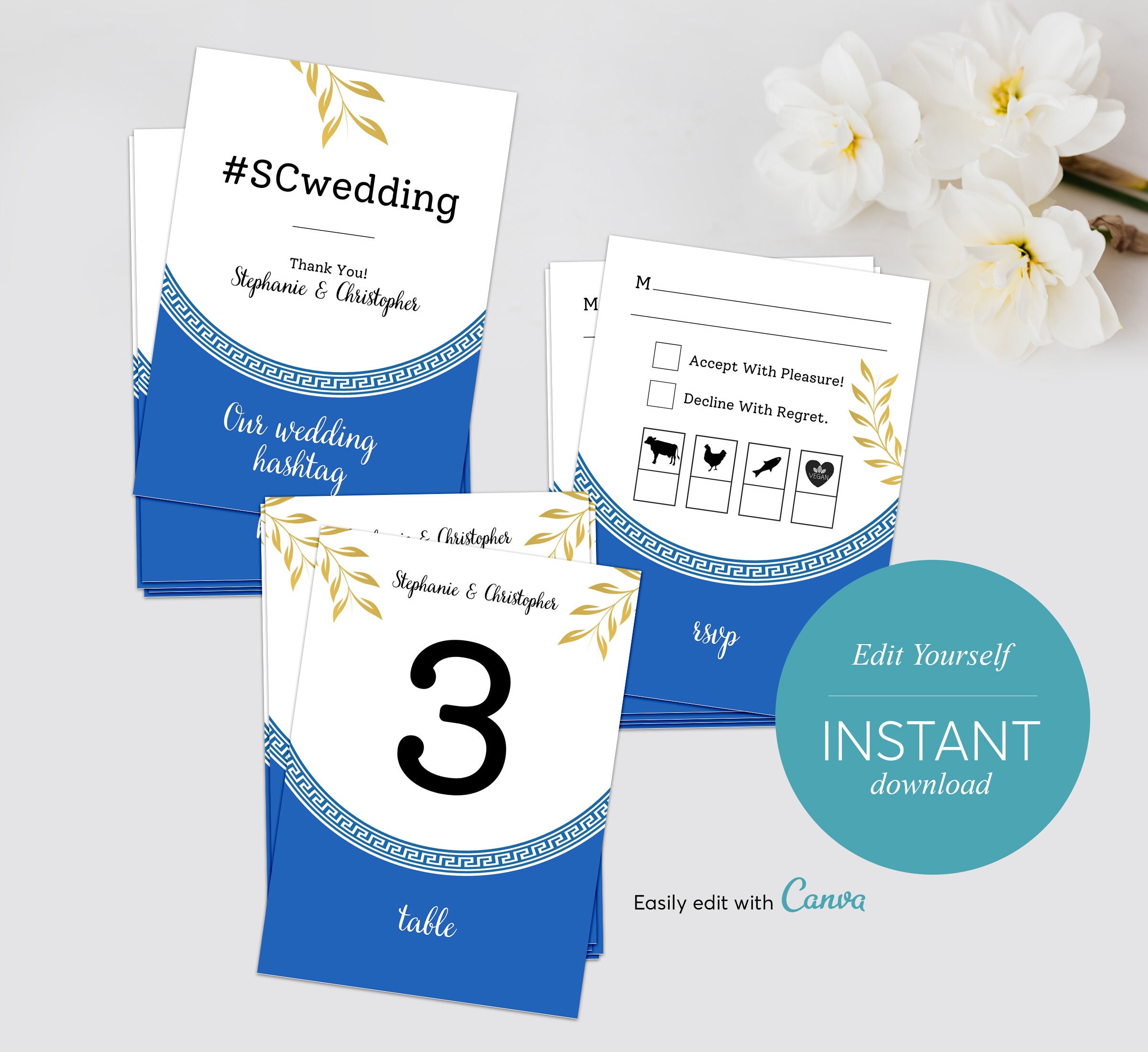 Greek Wedding Invitation Template, Greek Theme Wedding Invitation ...