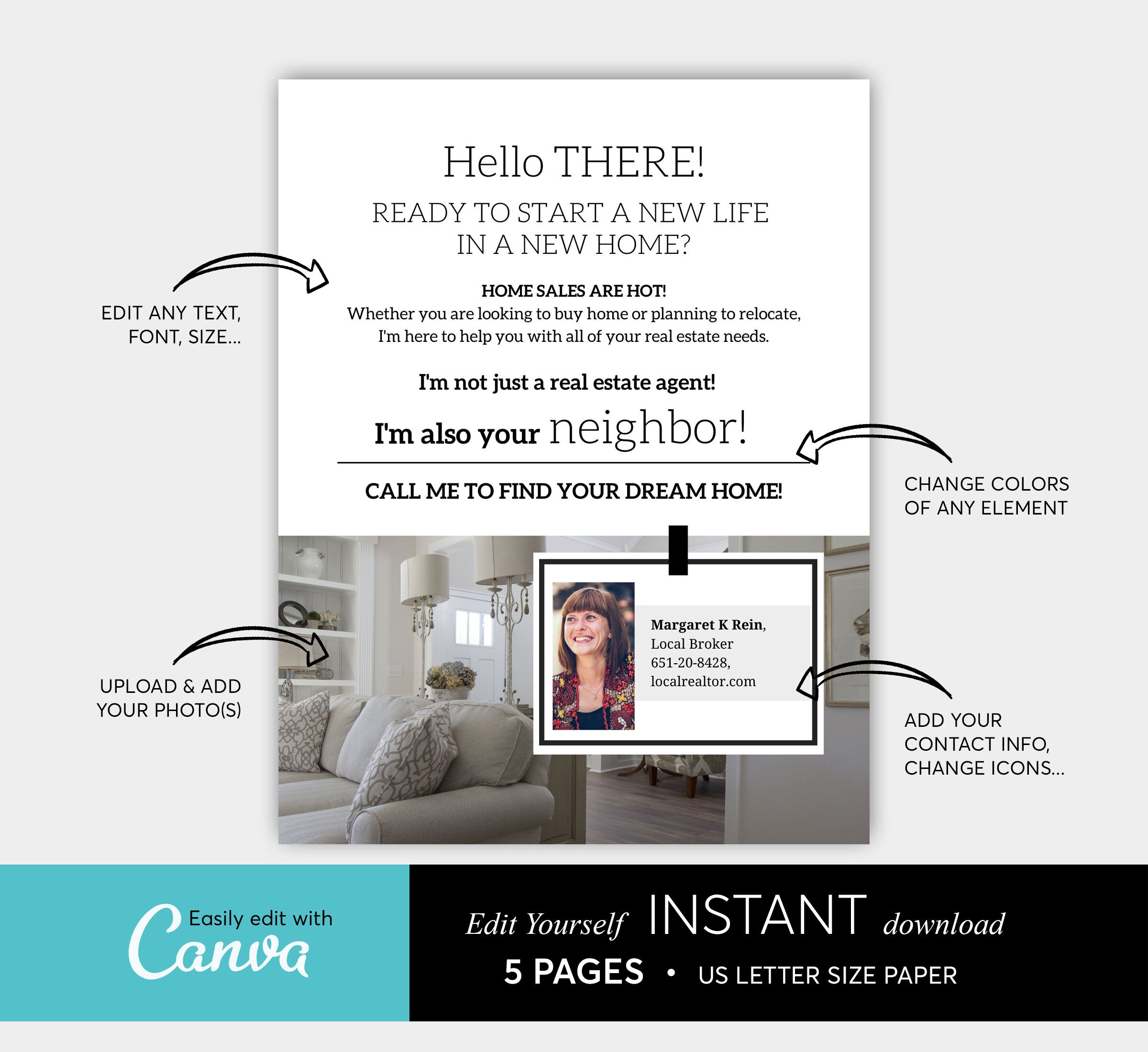 5 Pages Real Estate Introduction Flyer Template Design, Real Estate ...