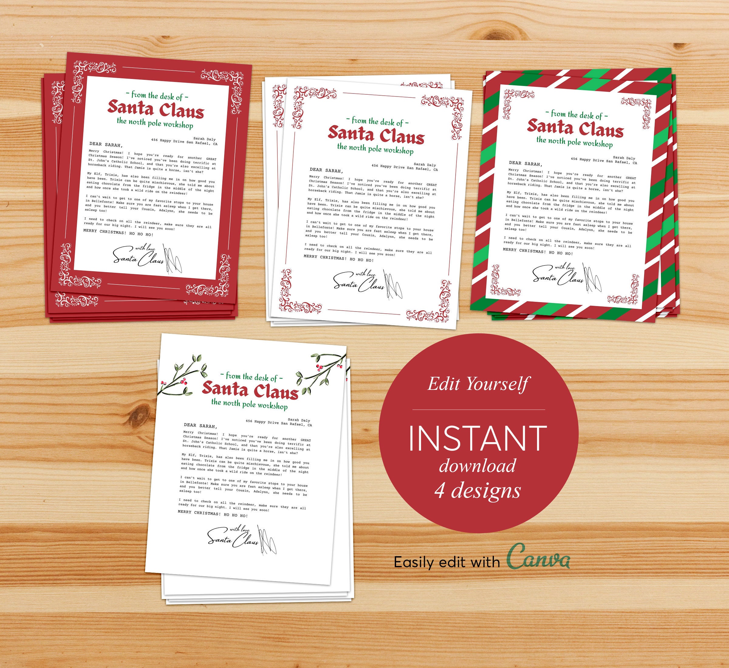 Letter From Santa Editable Letter,santa Claus Letter, Santa Message ...