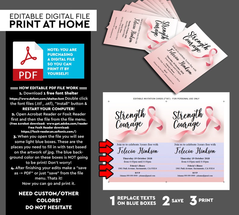 Breast Cancer Invitation Template,breast Cancer Survivor PNG Pink Ribbon Invitation,template ...