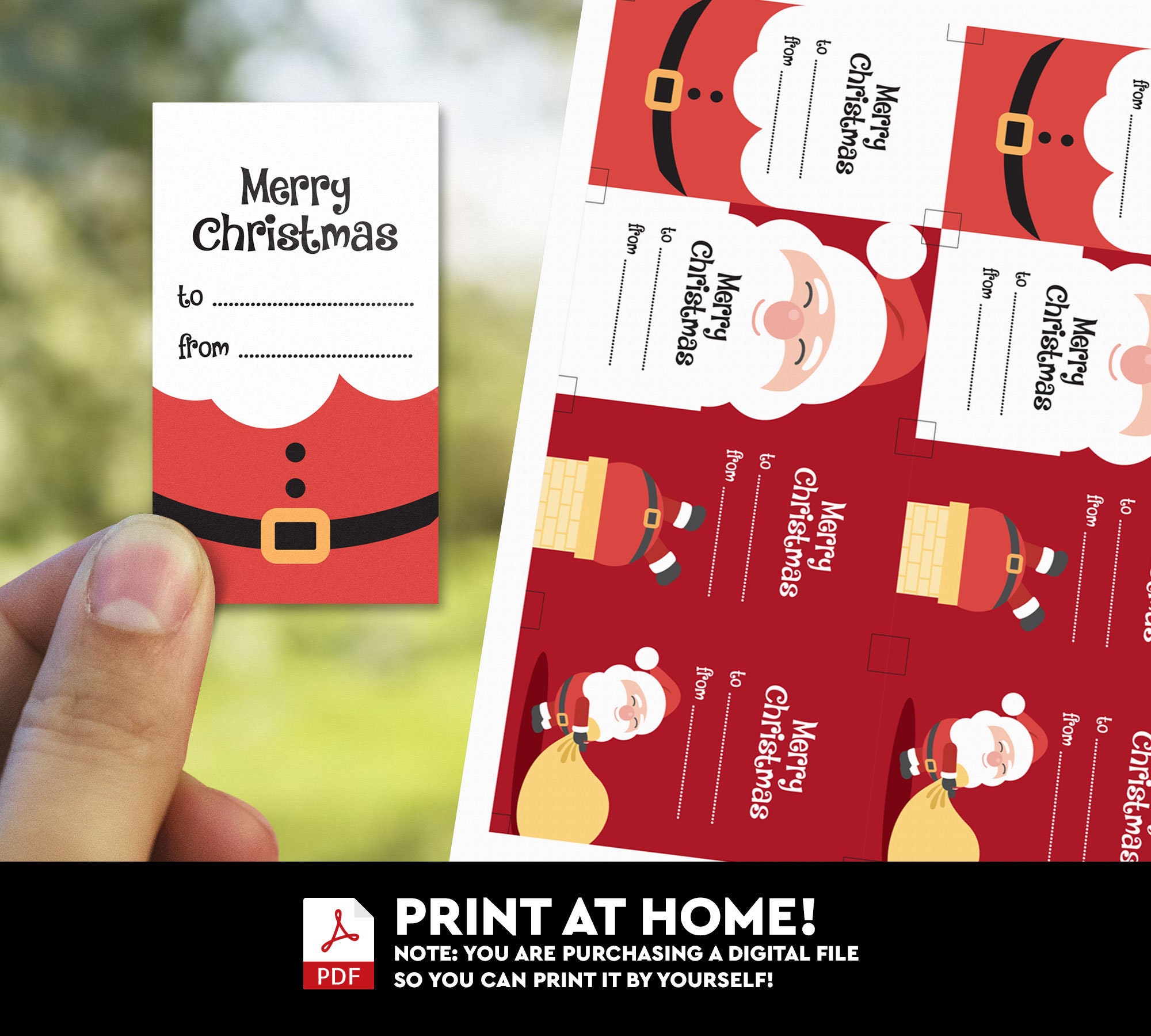 Santa Gift Tags Stickers Labels Cards Christmas Party Favors | Etsy