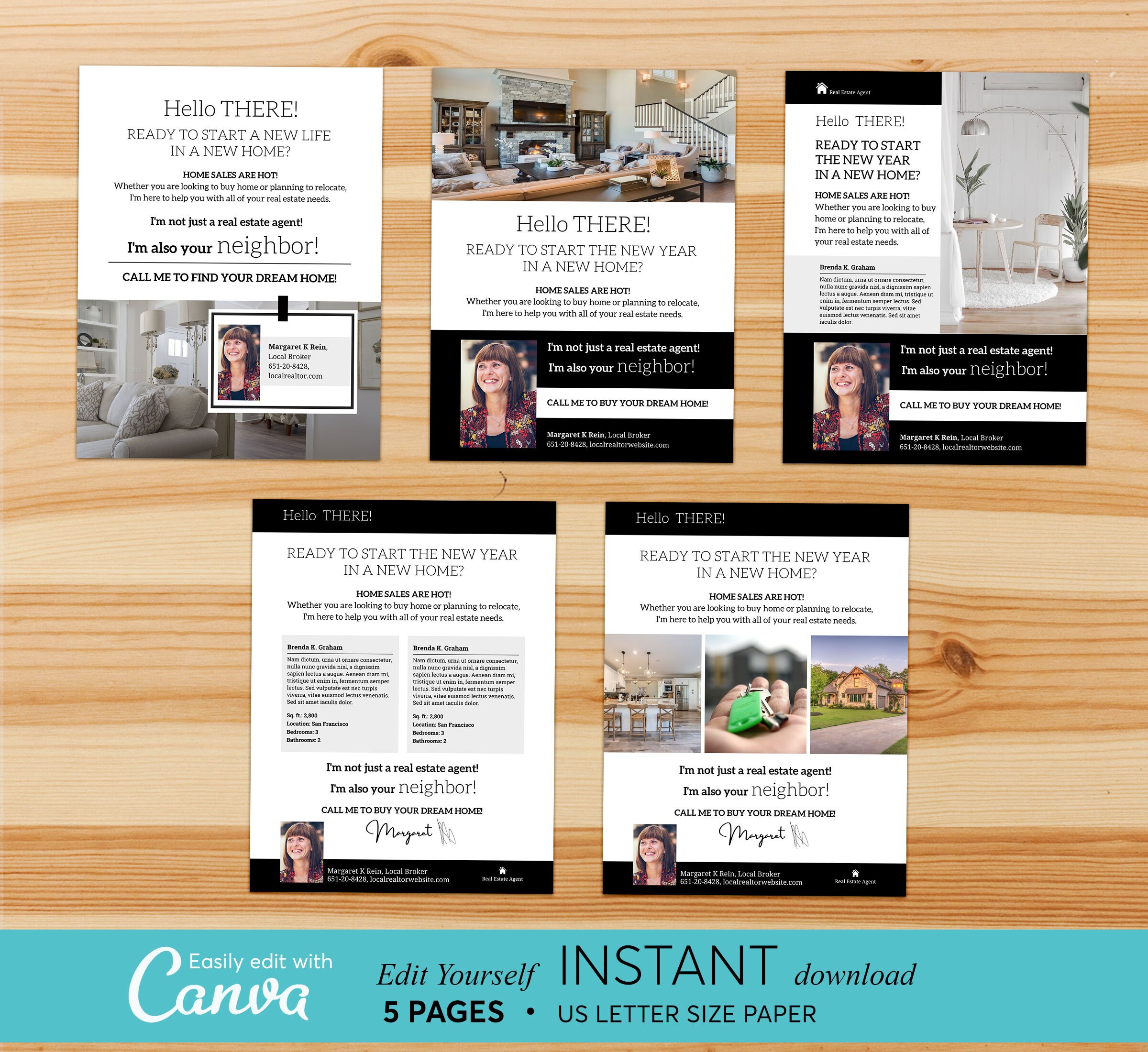 5 Pages Real Estate Introduction Flyer Template Design, Real Estate ...
