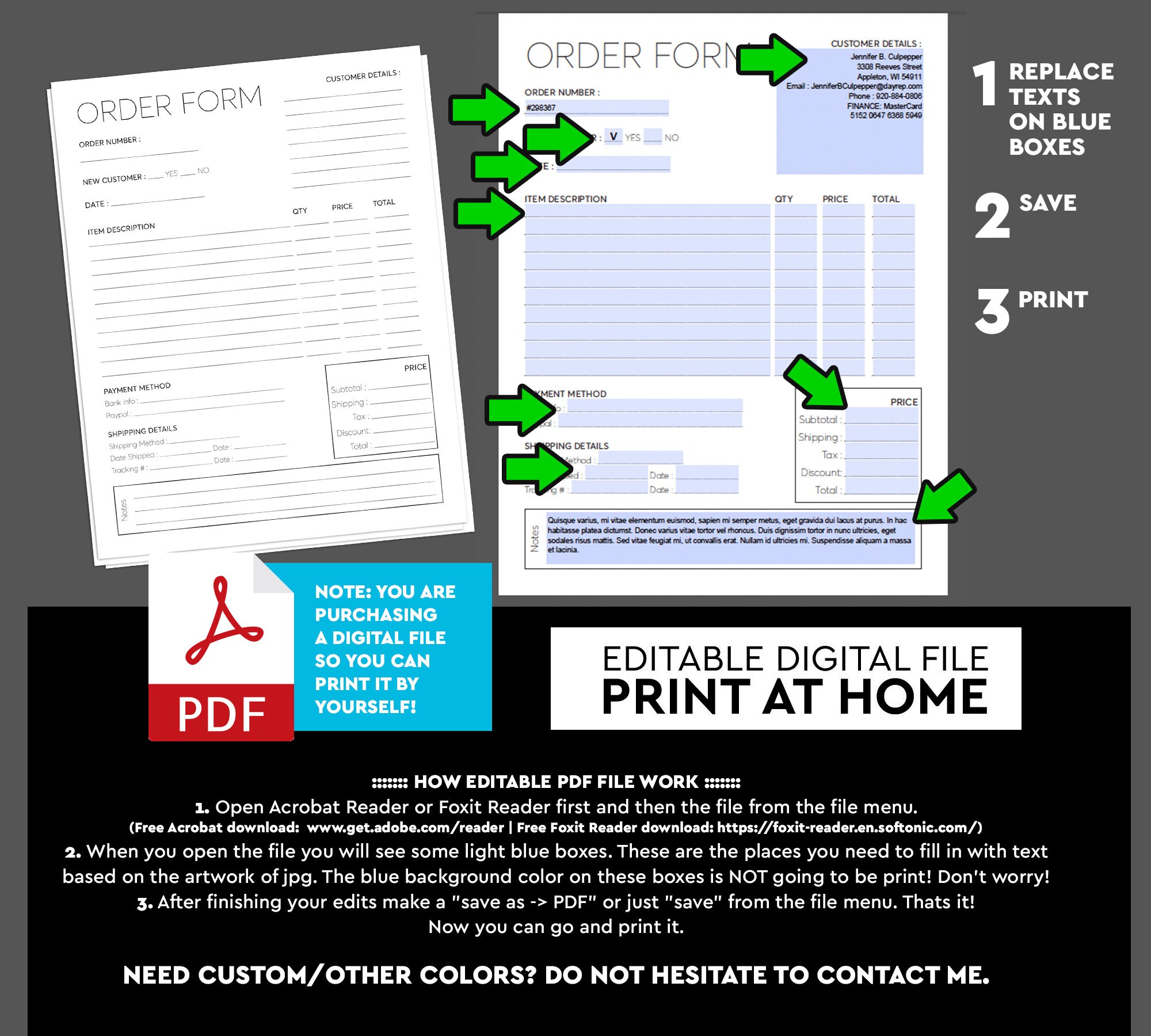 Elegant Craft Order Form, Order Form, Printable Order Form Invoice ...