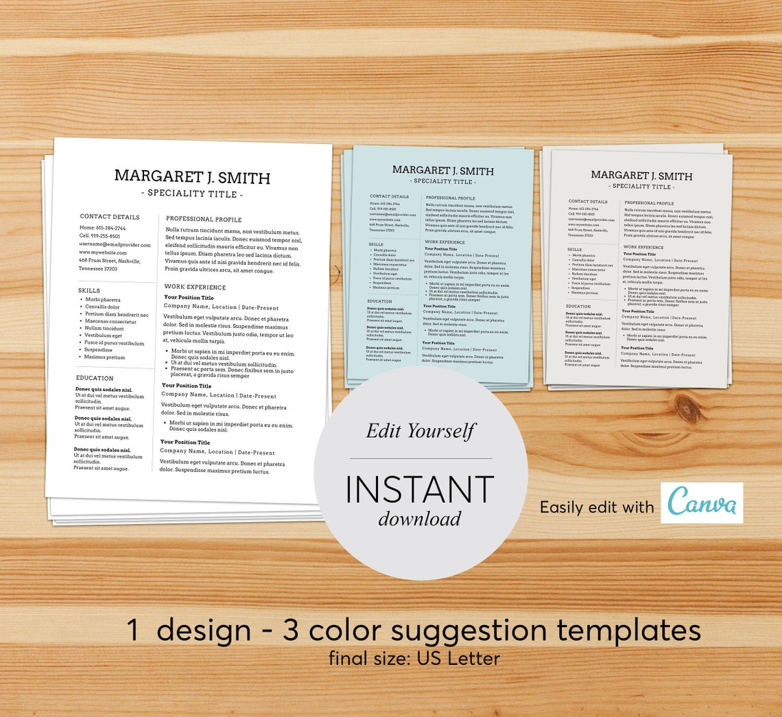 Minimalistic Resume Editable Template Simple CV Template - Etsy