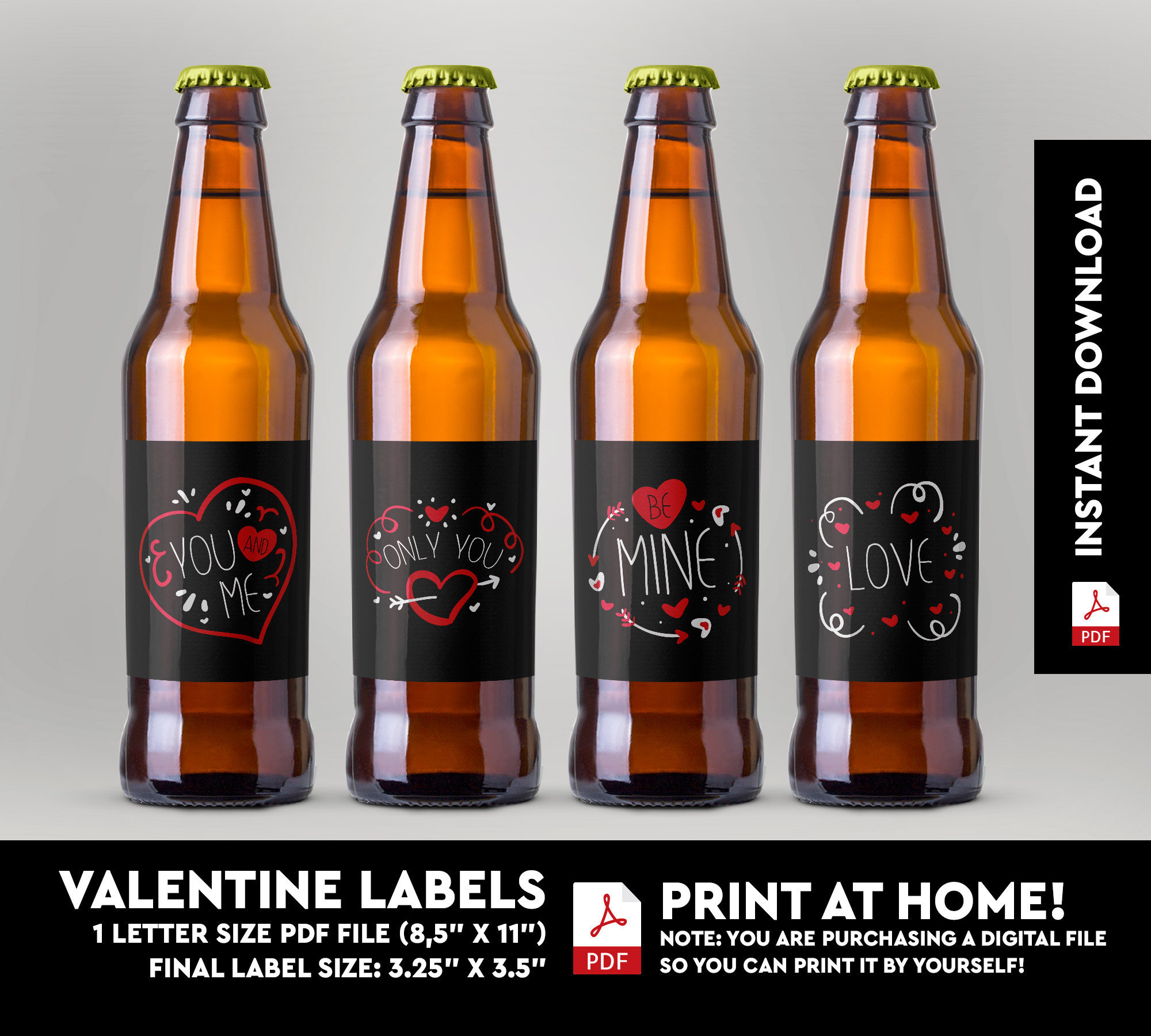 Valentine Beer Printable Labels, DIY Beer Labels, Beer Mine, Will You ...