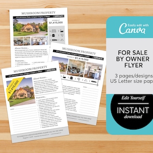 3 for Sale by Owner Home Feature Sheet, Realtor Open House Handout ...