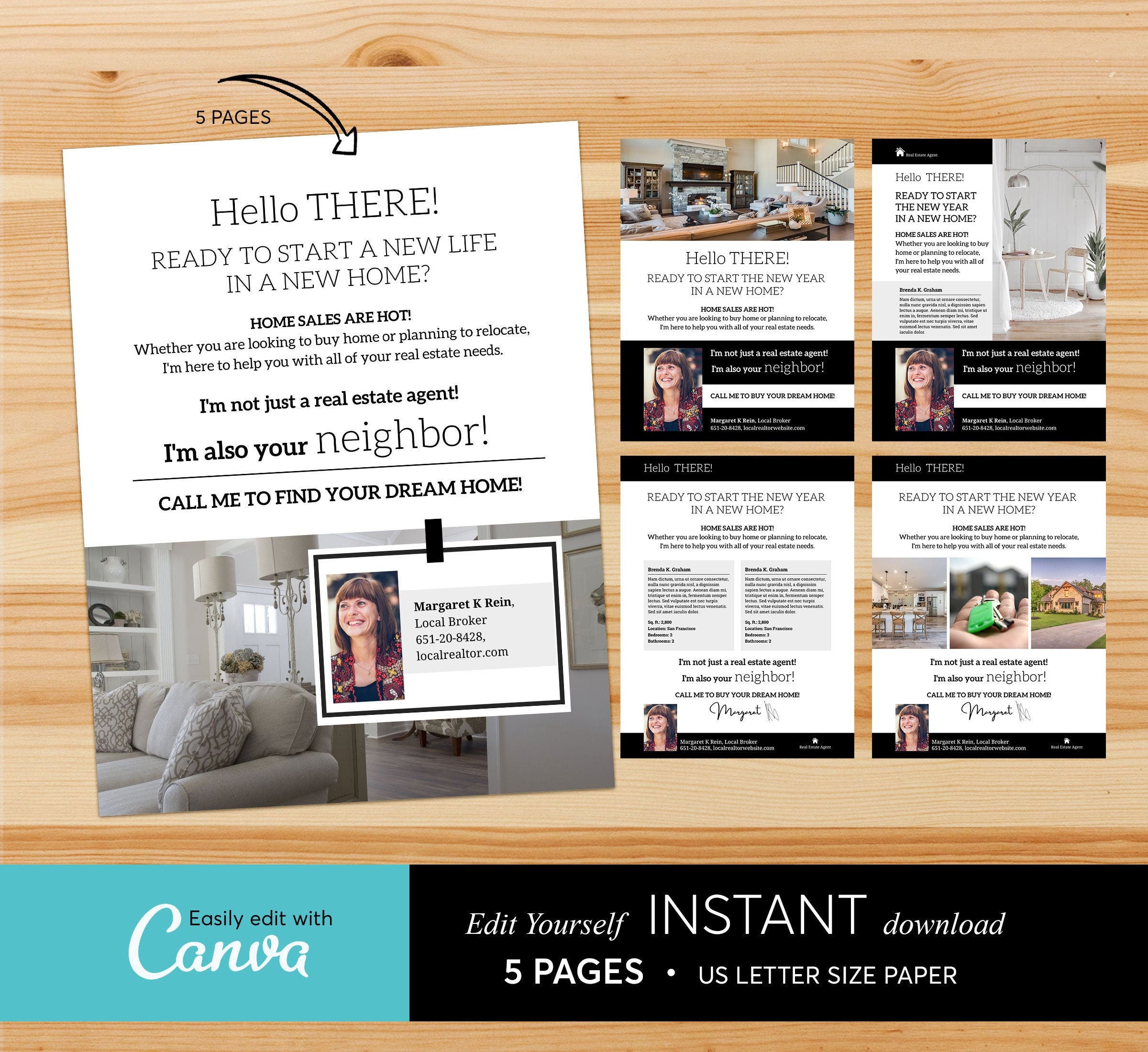 5 Pages Real Estate Introduction Flyer Template Design, Real Estate ...