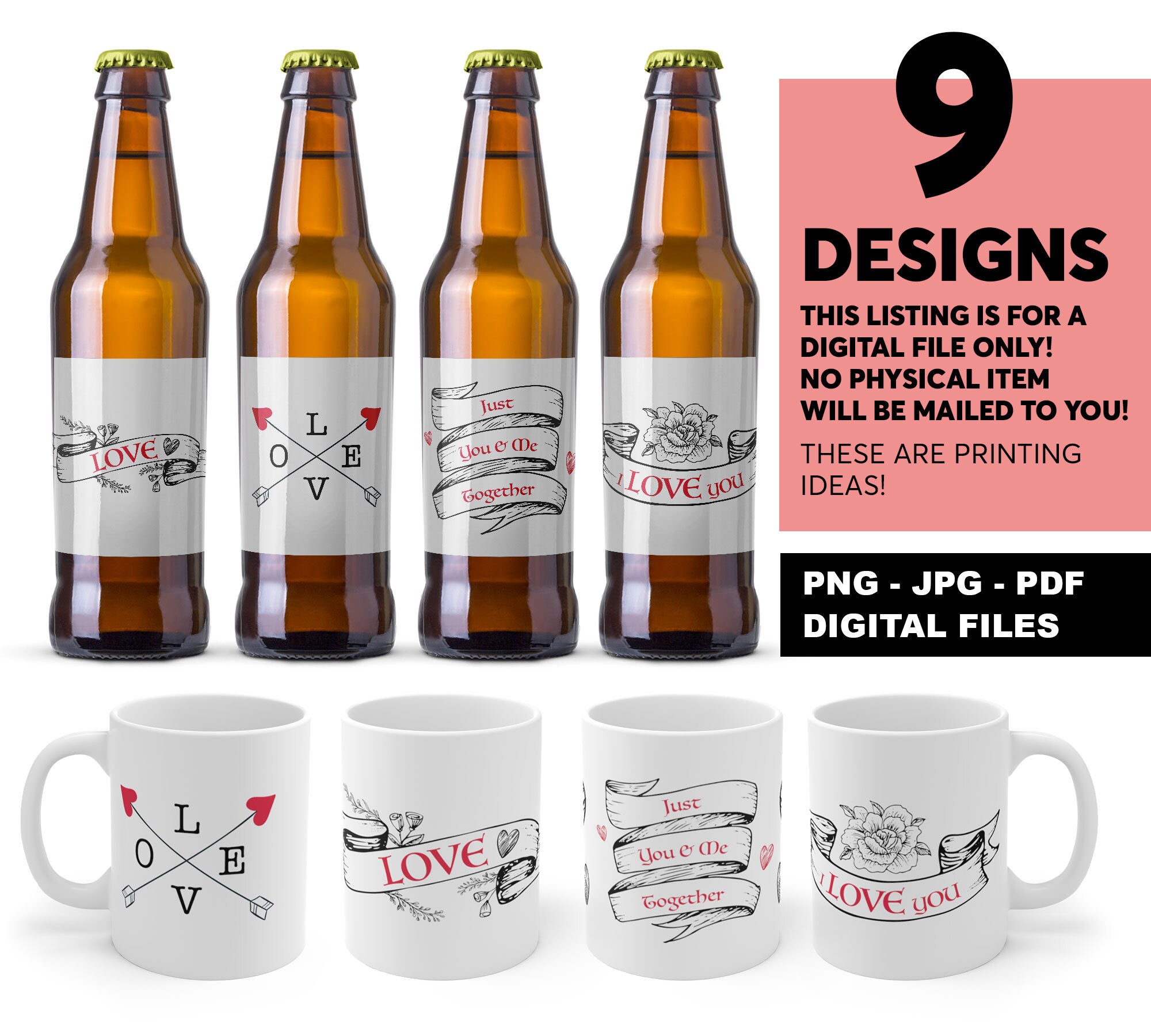 Love Valentine Beer Printable Labels, Valentine Labels, Love Labels ...