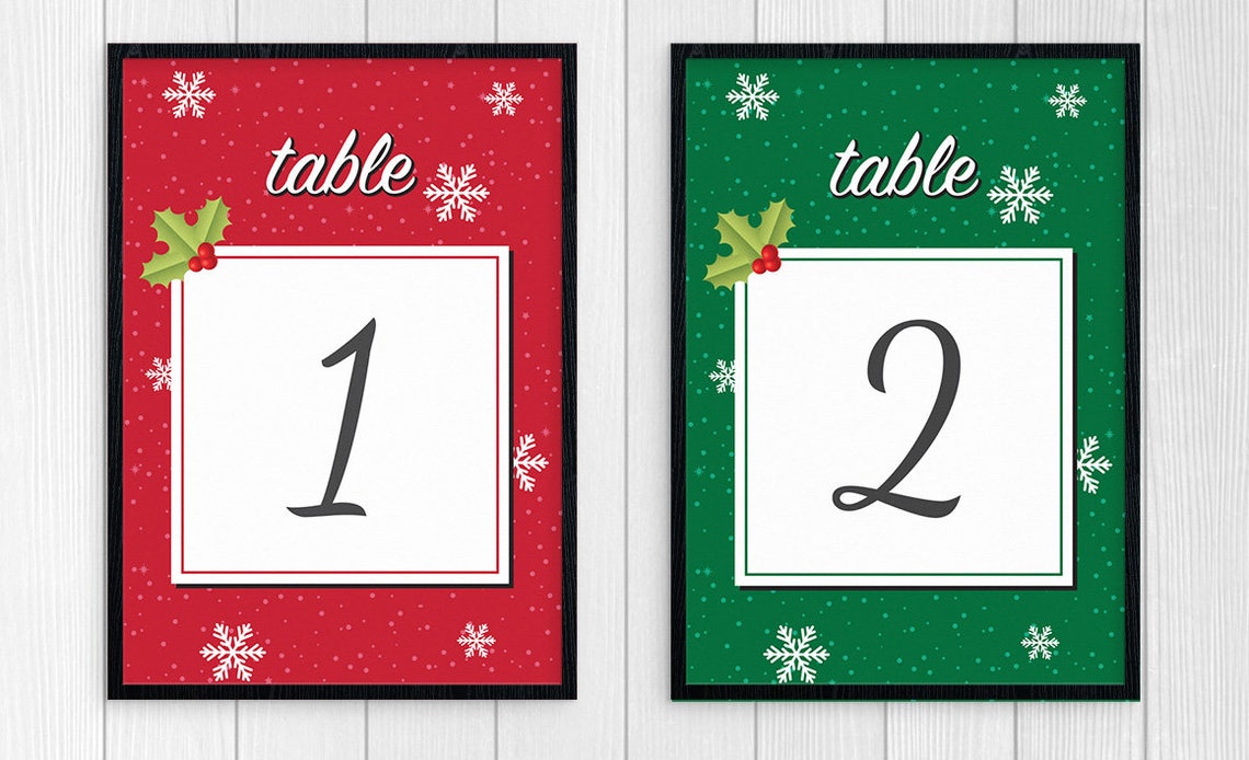 Christmas Event & Wedding Table Numbers, Printable Table Numbers 1-30 ...