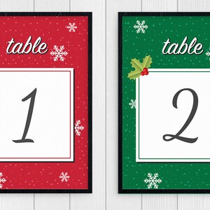 Christmas Event & Wedding Table Numbers, Printable Table Numbers 1-30 ...