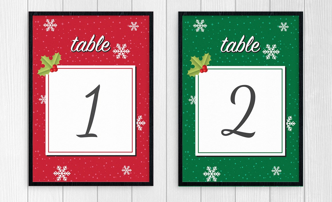 Christmas Event & Wedding Table Numbers, Printable Table Numbers 1-30 ...