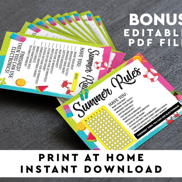 Summer Screen Time Check List - Etsy