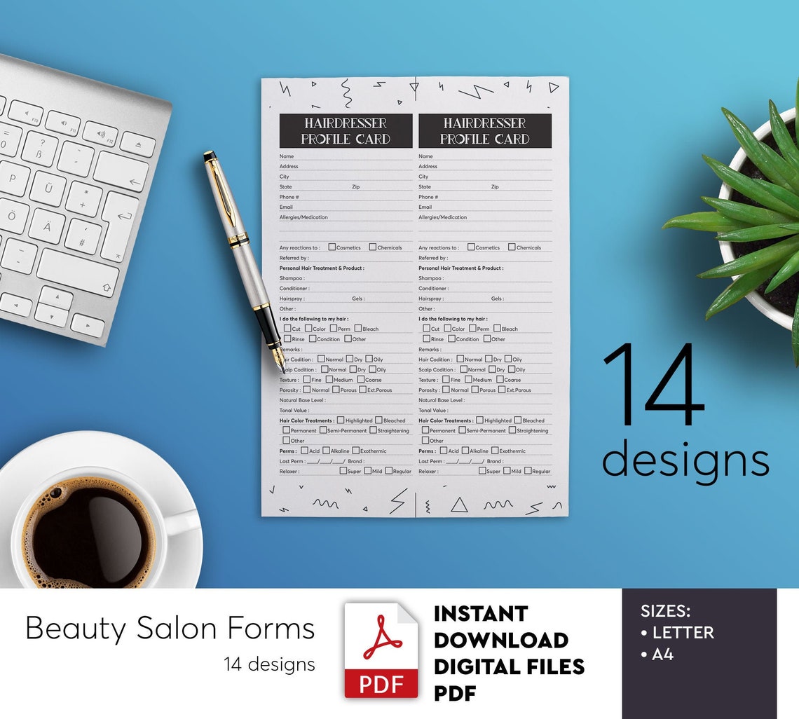Hair Salon Forms Hairdresser Profile Card Client Card Order - Etsy