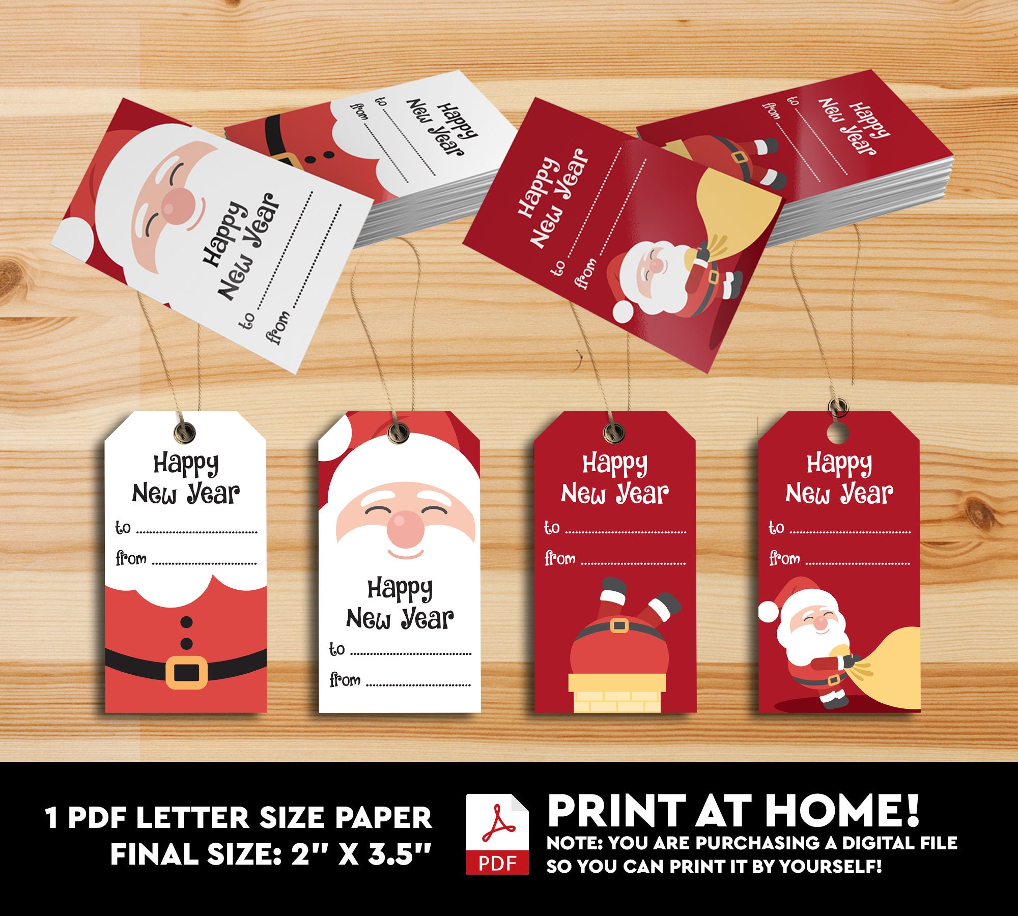 Santa Gift Tags Stickers Labels Cards Christmas Party Favors | Etsy