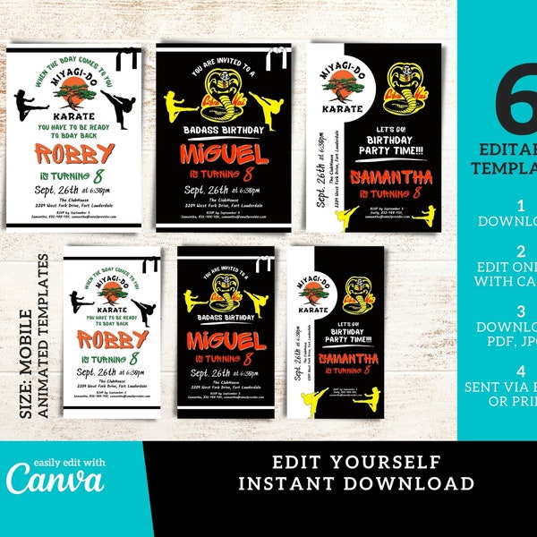 Cobra Kai Birthday Invitation, Karate - Etsy
