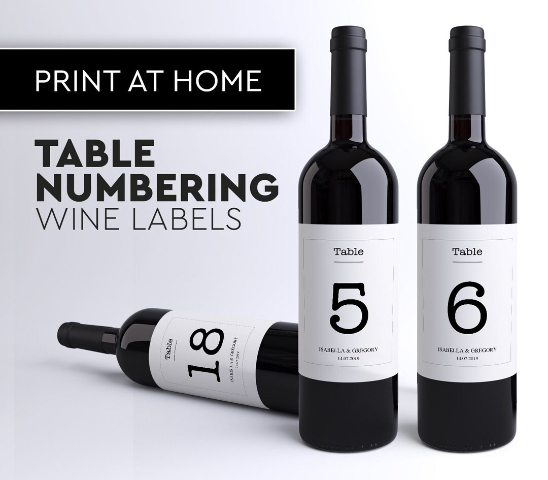 Table Number Wine Labels, Wedding Centerpiece, Winery Labels, Custom ...