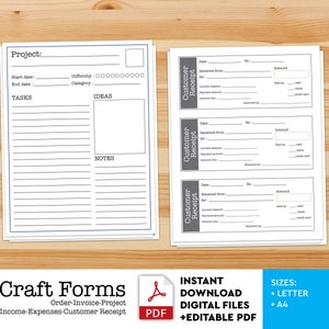 Craft Order Form, Order Form, Printable Order Form, Printable Invoice ...