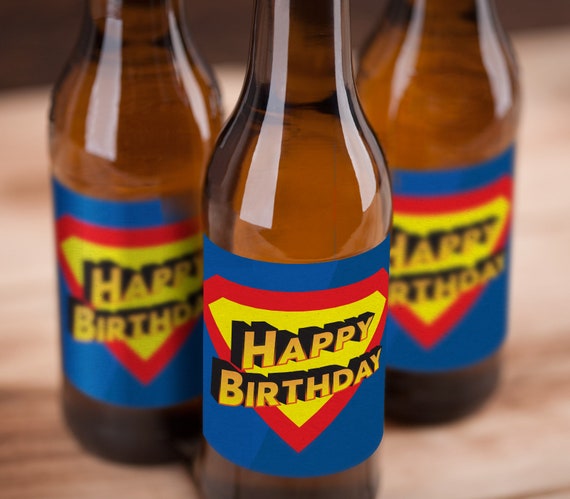 Brewing Food & Fermenting Happy Birthday Beer Label Superman Birthday ...