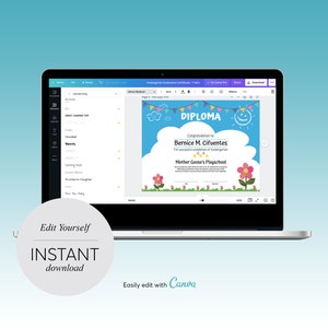 Full Editable Kindergarten Diploma, Graduation Certificate ...