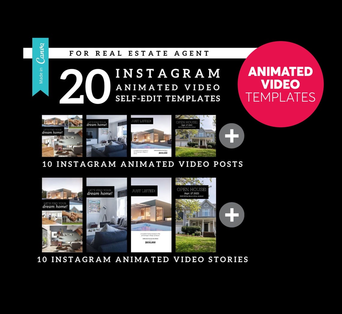 20 Realtor Post Card Instagram Video Animated Posts & Stories Real ...