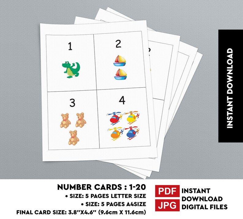 Number Flash Cards Number Flash Cards Number Learning Kindergarten ...