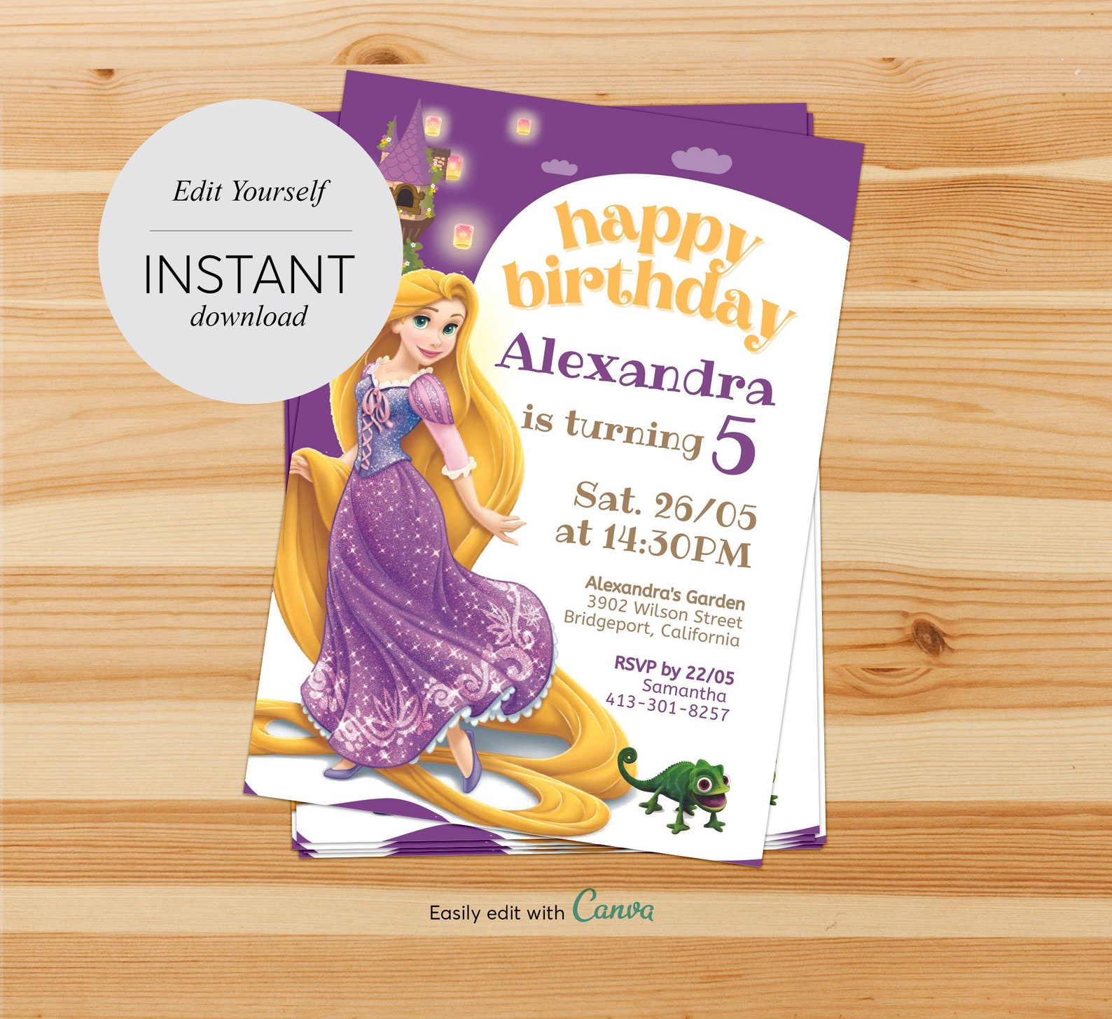 Tangled Invitation, Rapunzel Invitation, Tangled Birthday Invitation ...