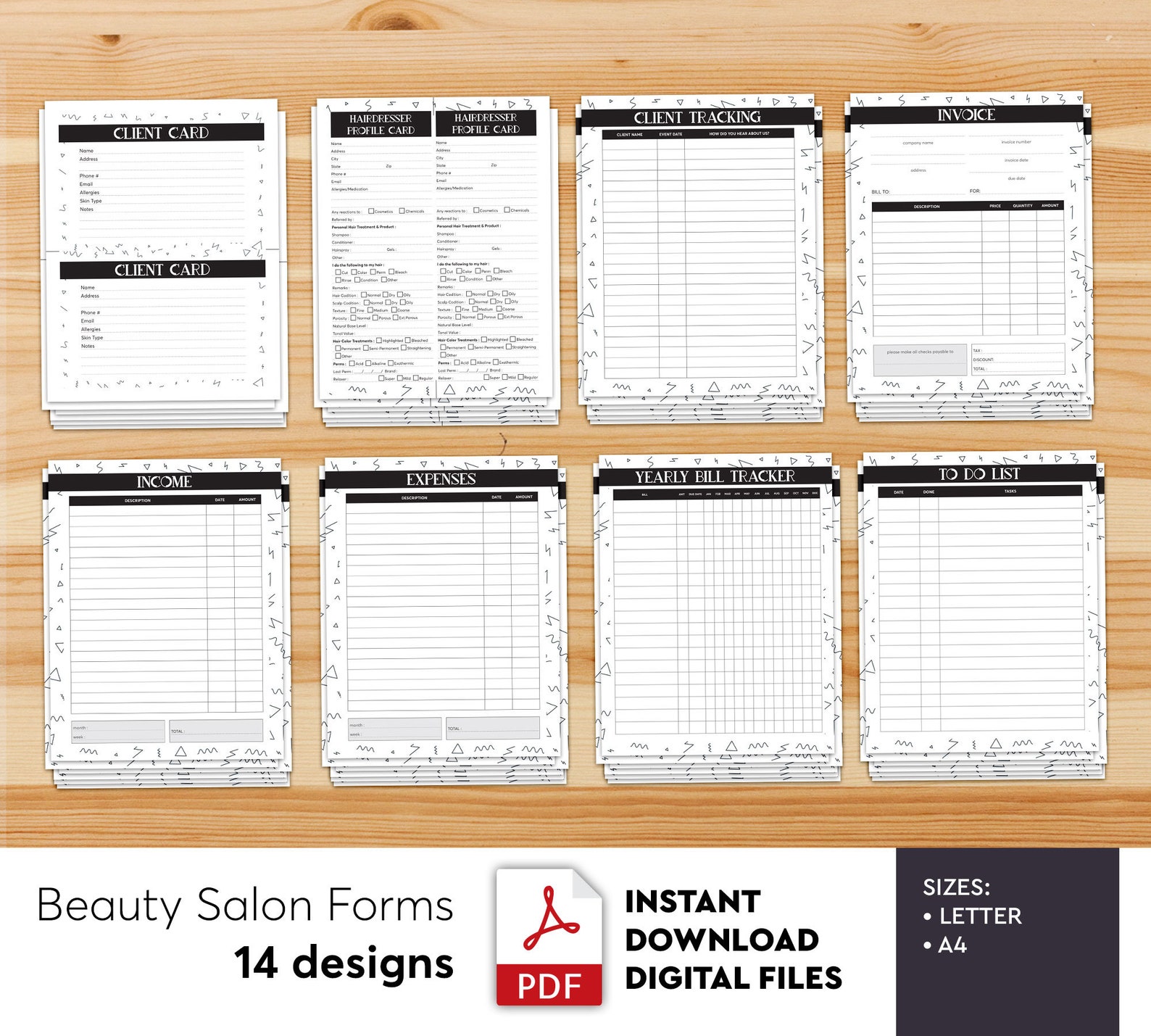 Hair Salon Forms Hairdresser Profile Card Client Card Order Form ...