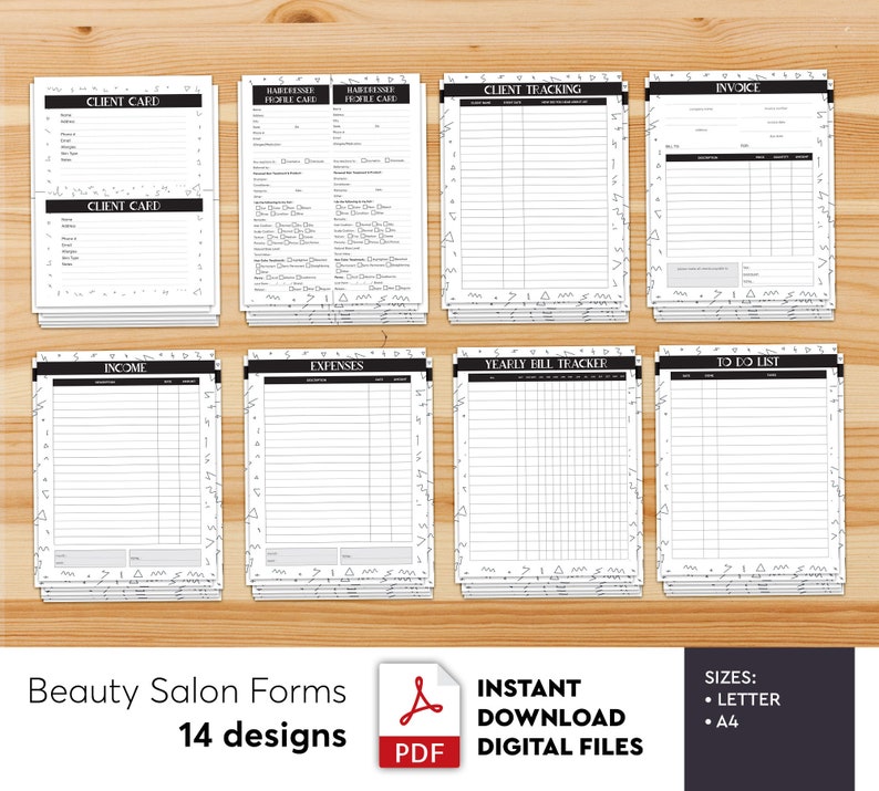 Hair Salon Forms Hairdresser Profile Card Client Card Order Form ...