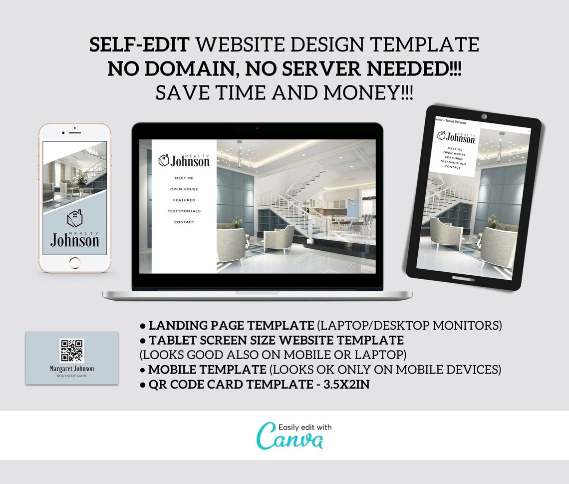 Real Estate Simple Website Template, Laptop & Mobile Size, Realtor ...