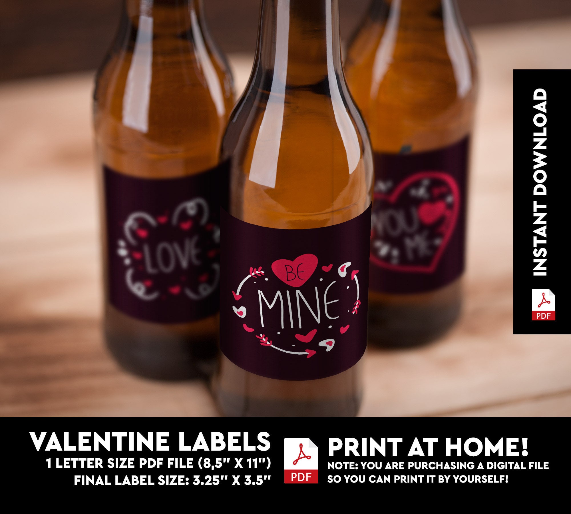 Valentine Beer Printable Labels, DIY Beer Labels, Beer Mine, Will You ...
