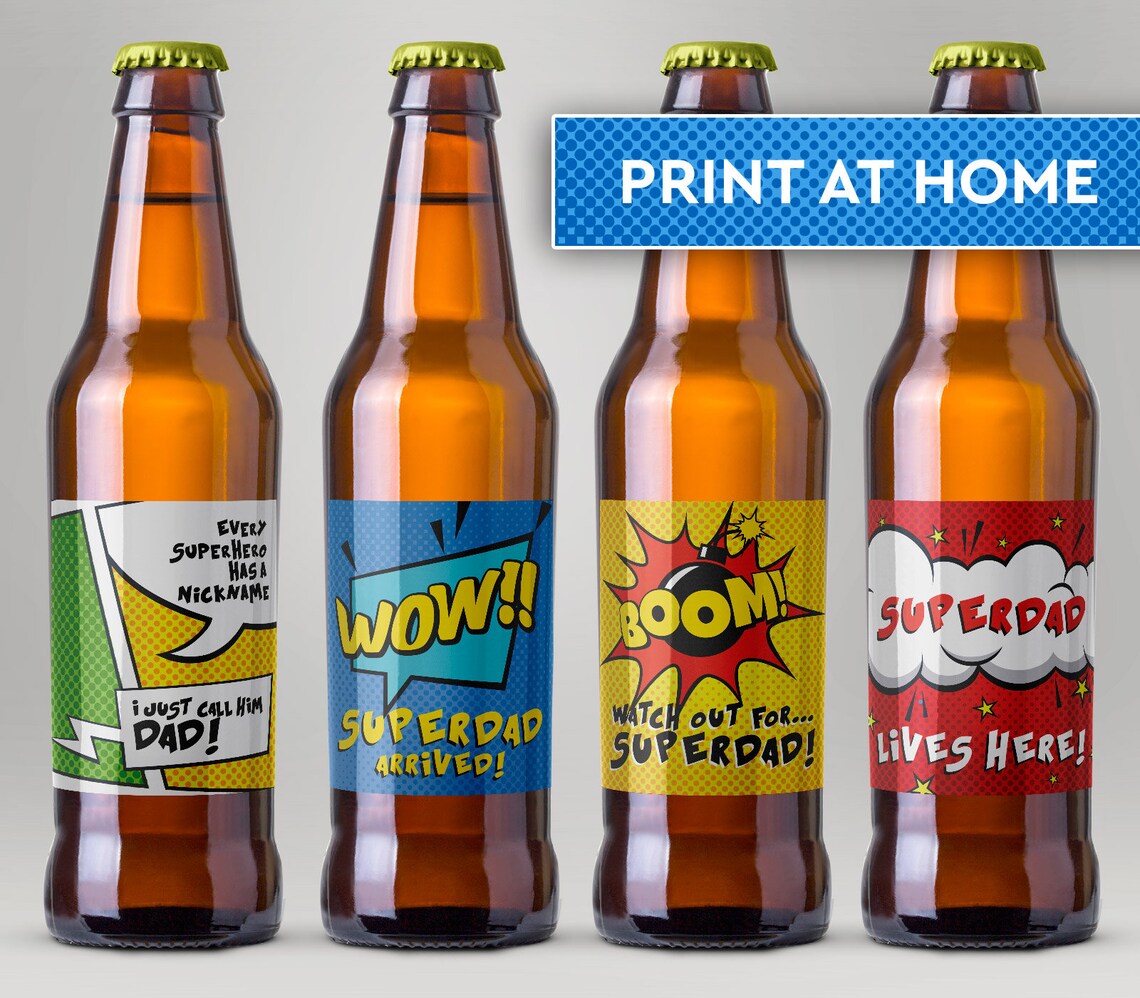 DC Comics Beer Labels Superdad Beer Label Father Beer Label - Etsy